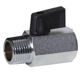 Mini Brass Ball Valve 1/4 MPT x FPT 450 PSI CWP Nickle-Plated Wedge ...